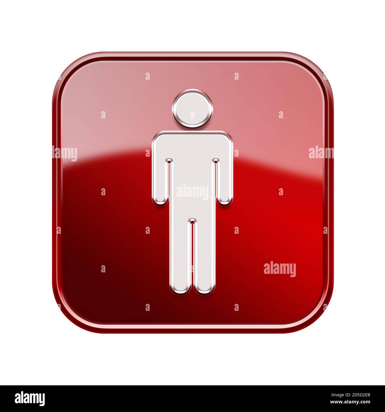 men icon glossy red, isolated on white background Stock Photo - Alamy