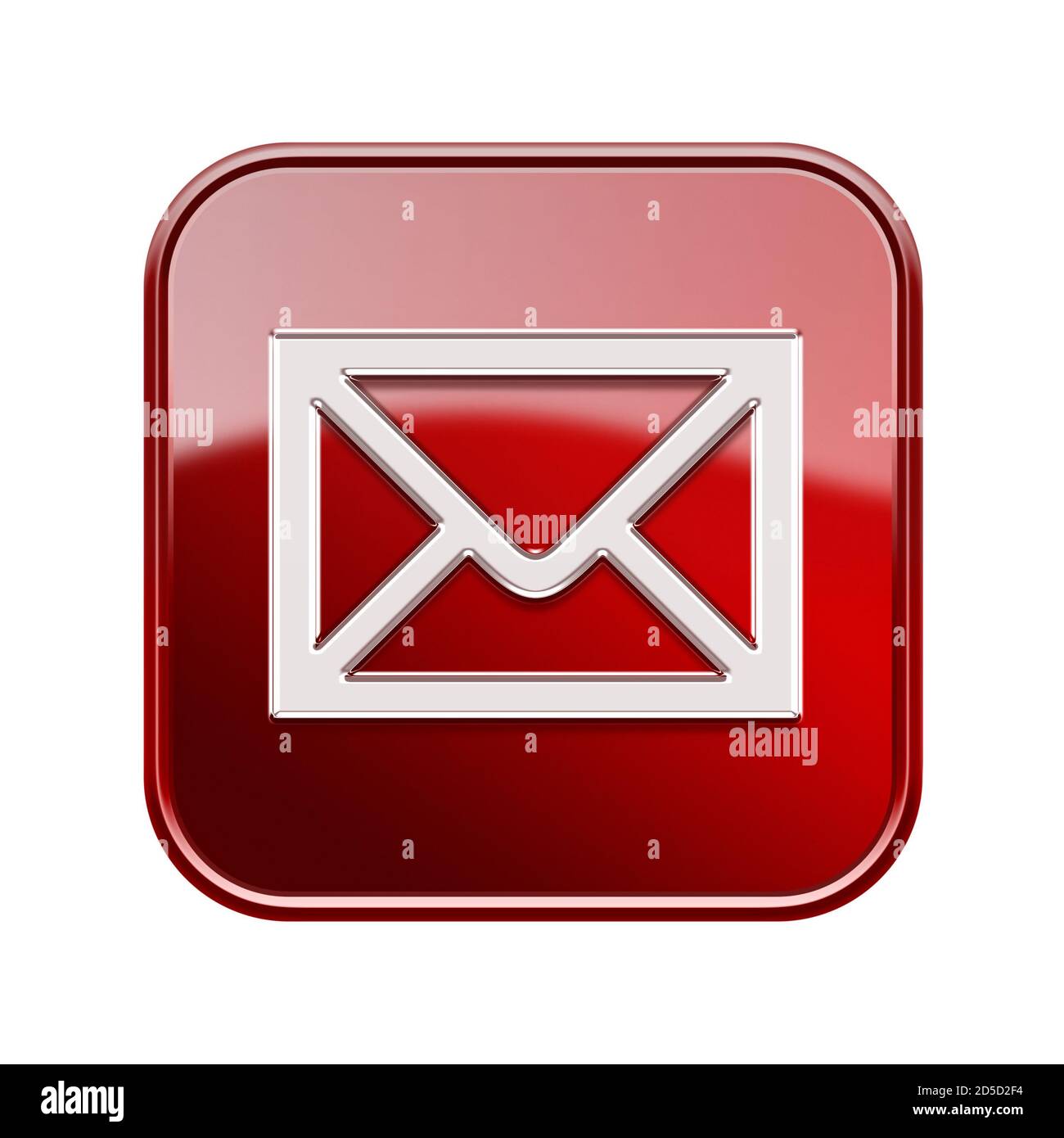 postal envelope icon glossy red, isolated on white background Stock ...