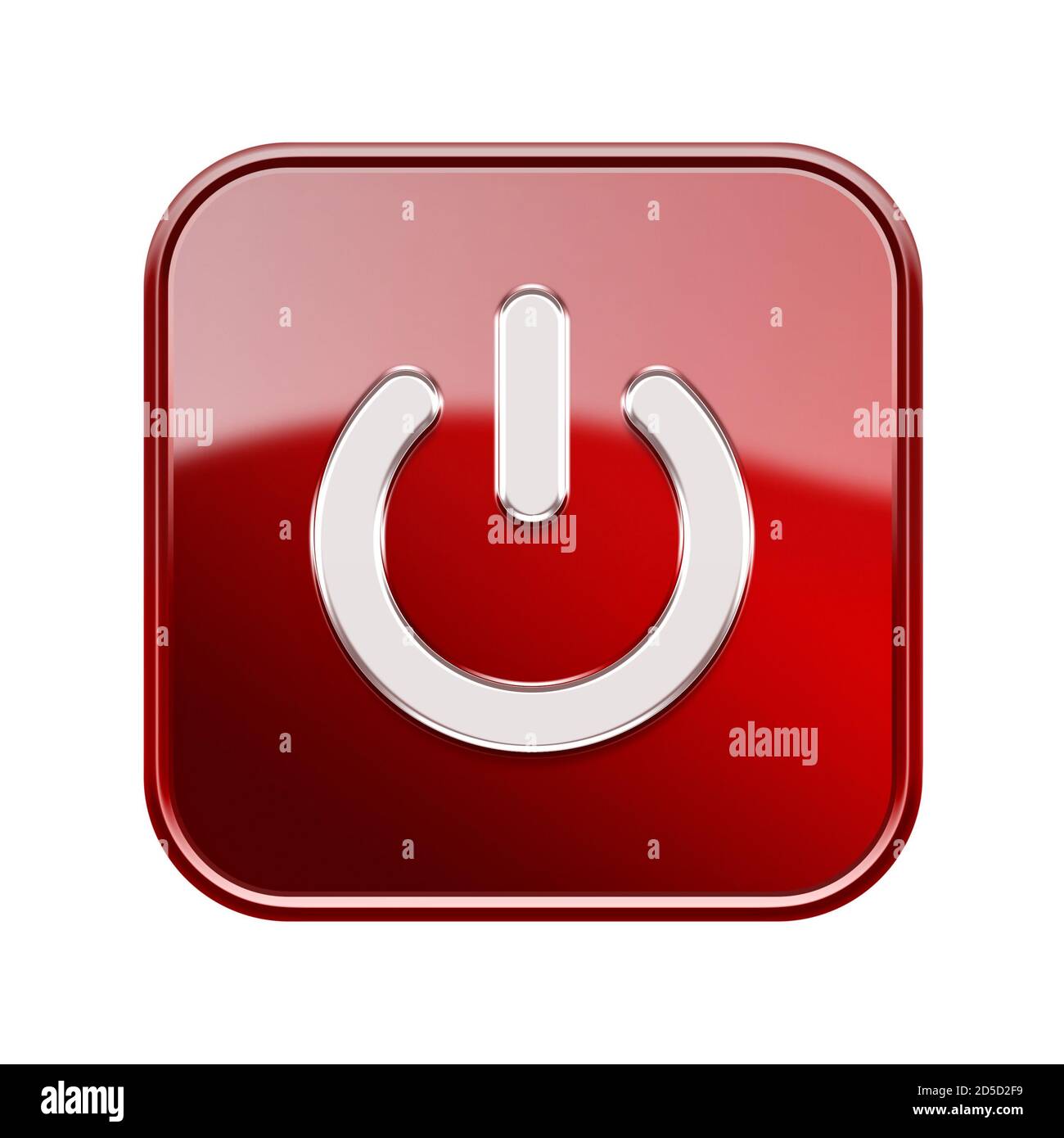 Power button icon glossy red, isolated on white background Stock Photo ...