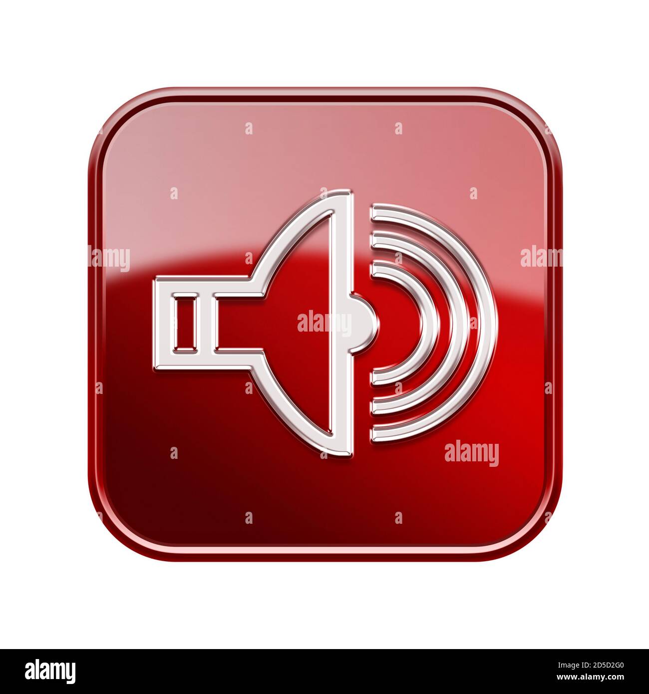Speaker icon glossy red, isolated on white background Stock Photo - Alamy