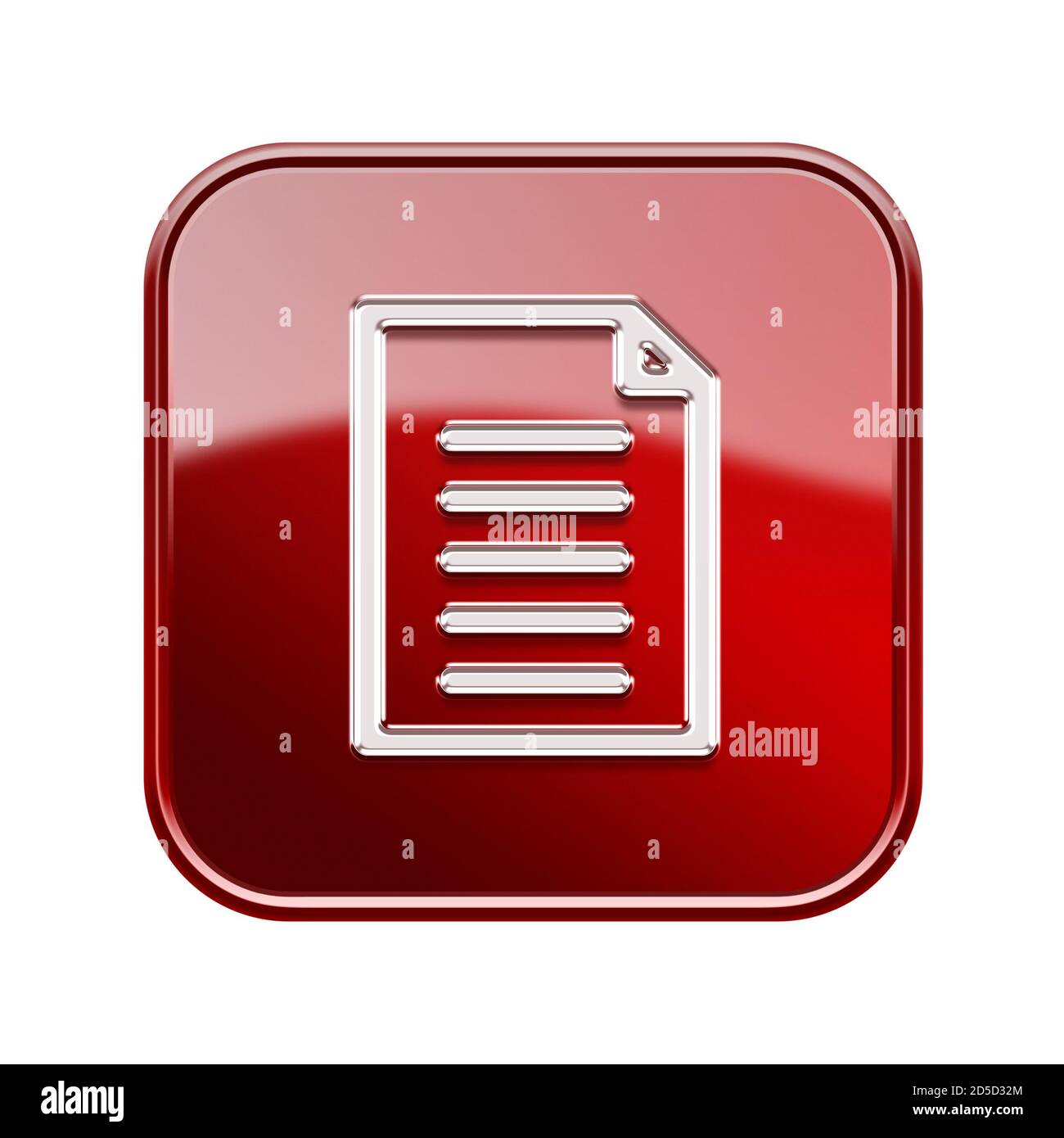 Document icon glossy red, isolated on white background Stock Photo - Alamy