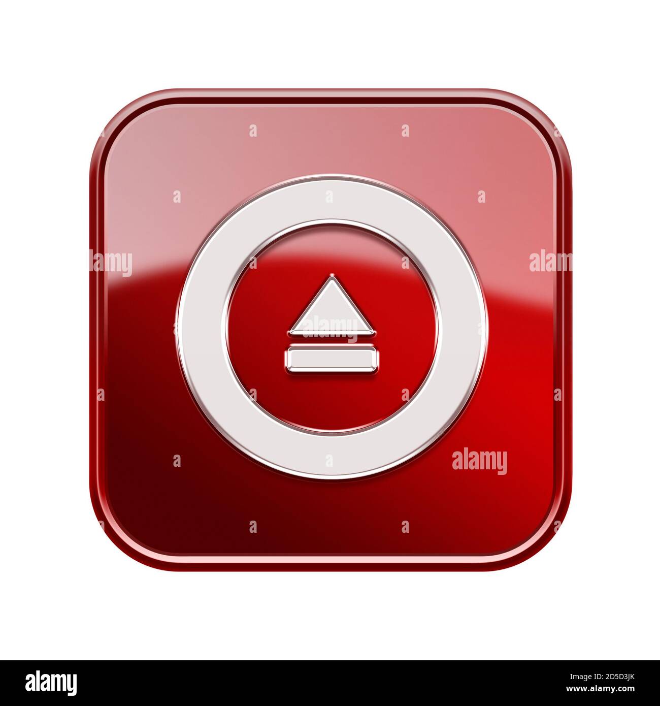 Eject icon glossy red, isolated on white background Stock Photo - Alamy