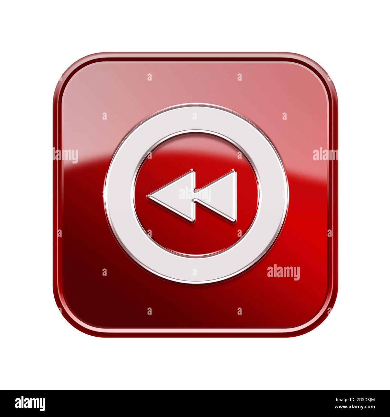 Rewind icon glossy red, isolated on white Stock Photo - Alamy