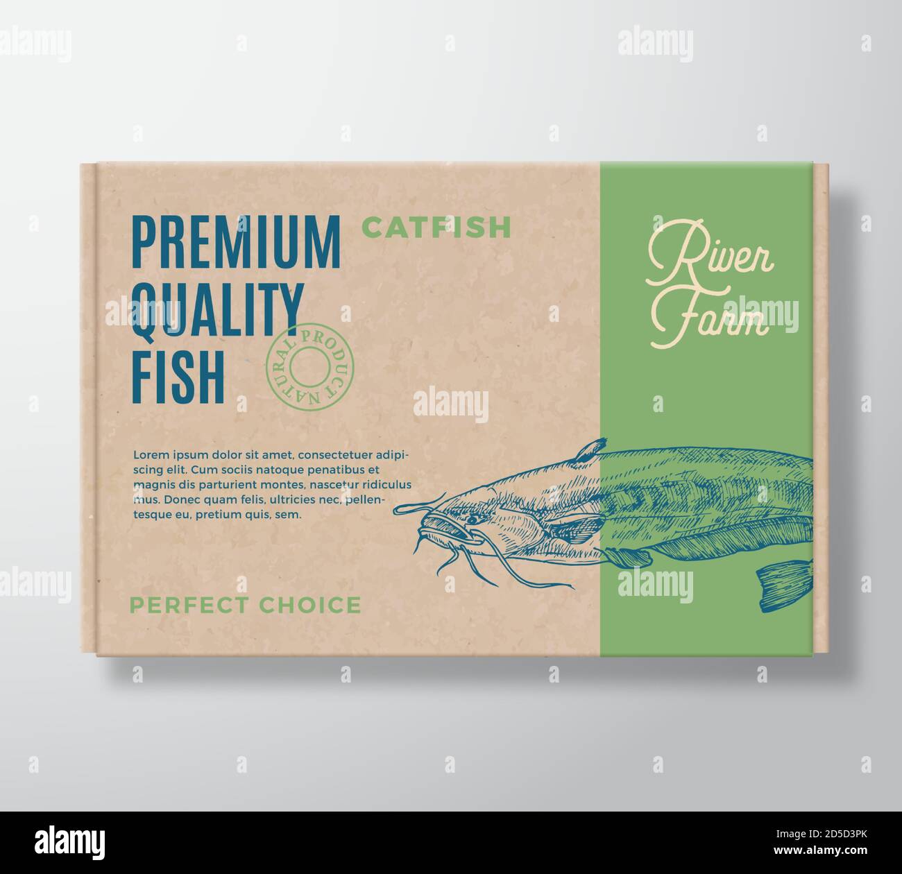 Premium Quality Fish Realistic Cardboard Box. Abstract Vector Packaging ...