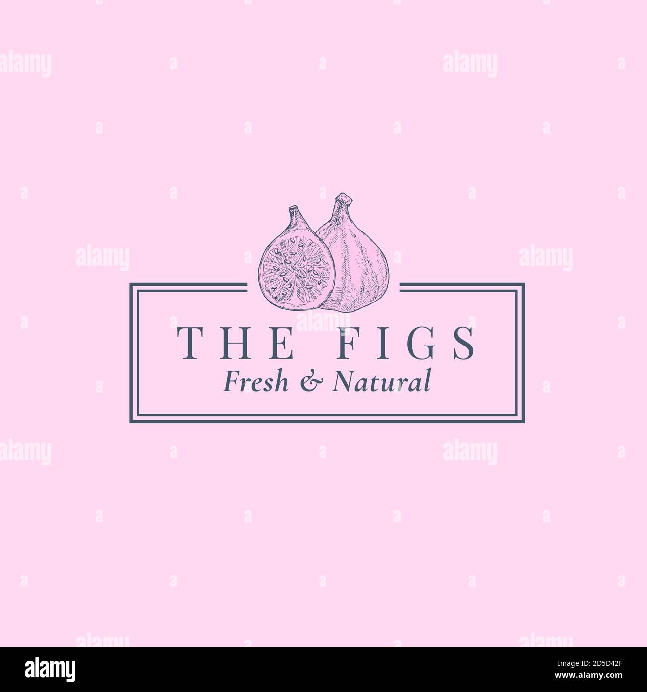 Fig with a Slice Abstract Vector Sign, Symbol or Logo Template. Hand ...