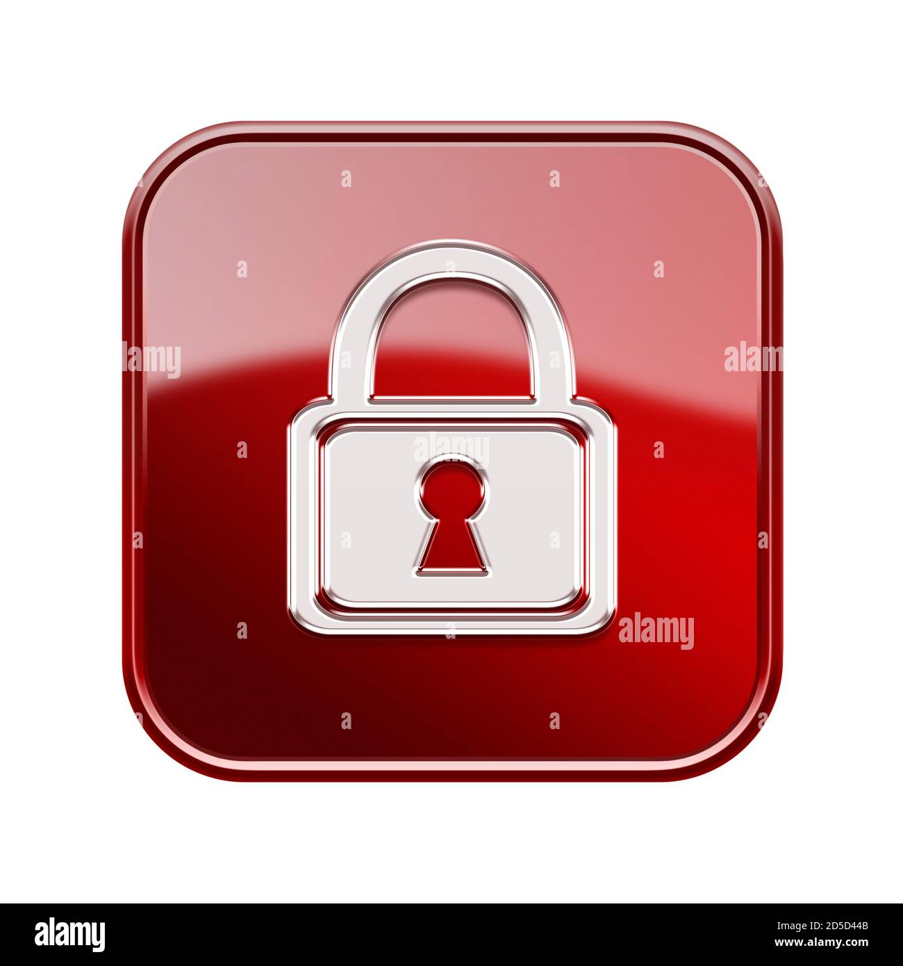 Lock icon glossy red, isolated on white background Stock Photo - Alamy