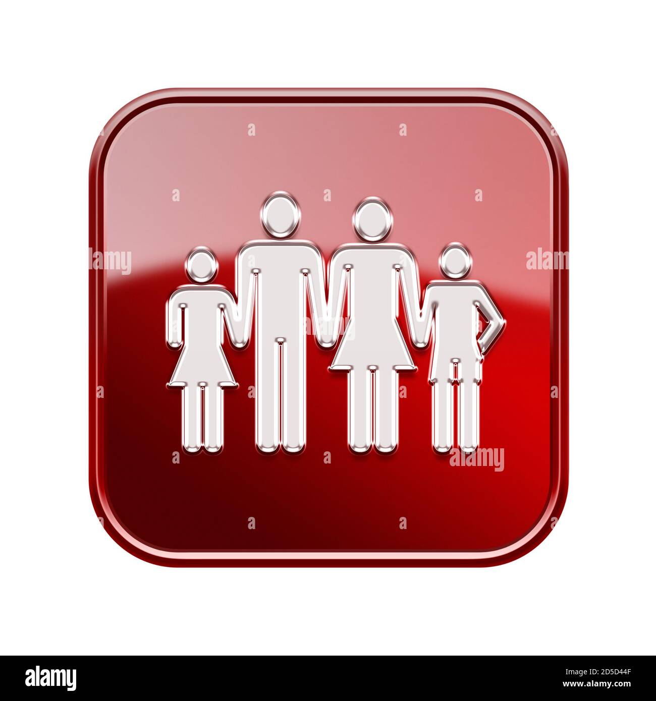 family icon glossy red, isolated on white background Stock Photo - Alamy