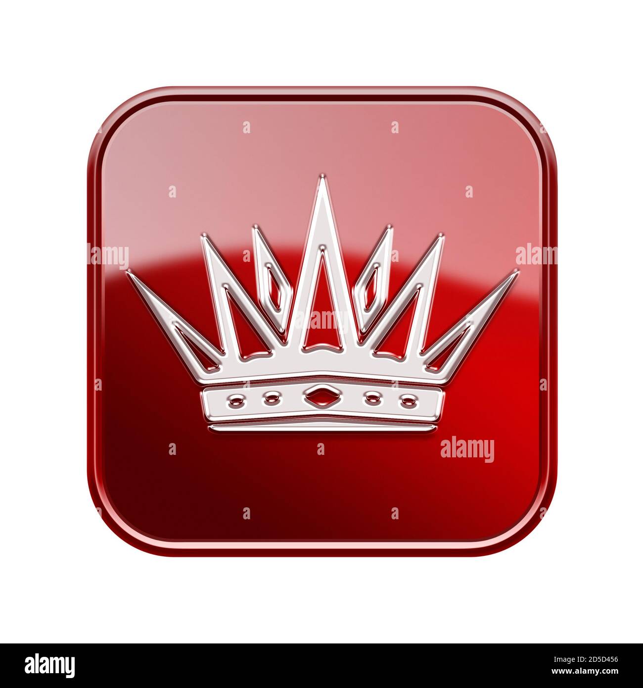 Crown icon glossy red, isolated on white background Stock Photo - Alamy