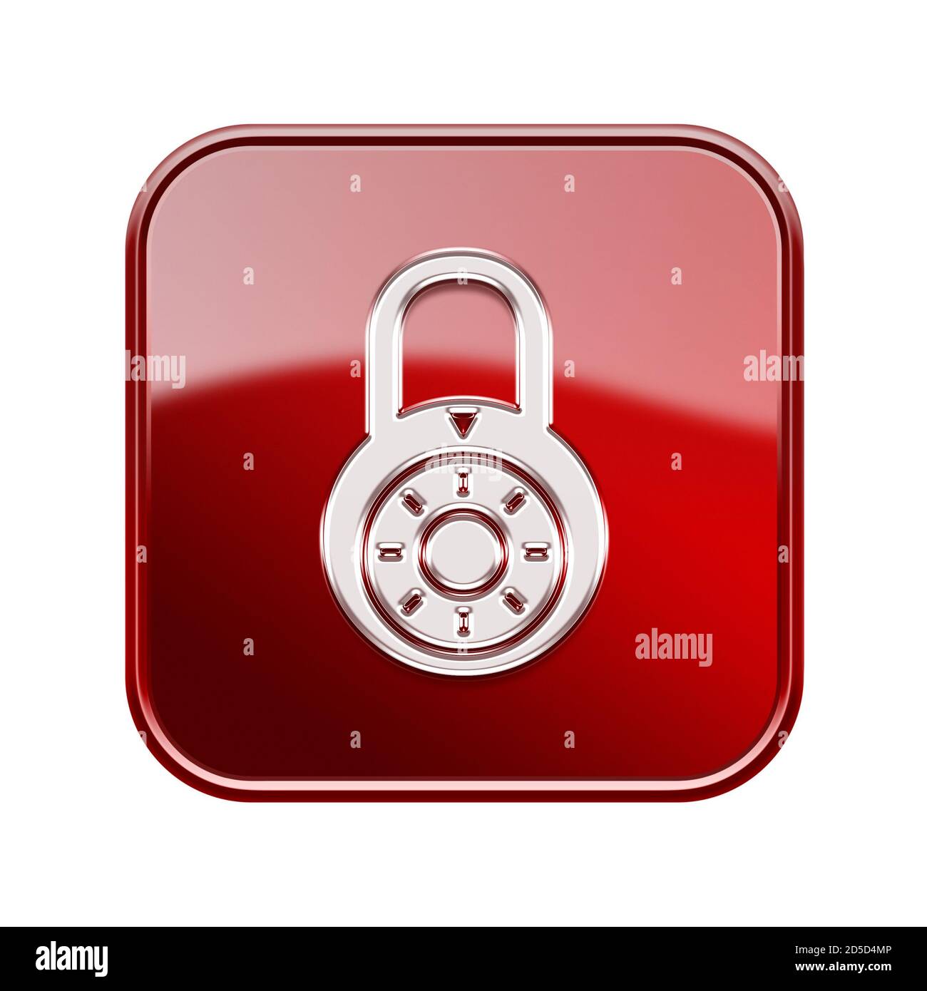 Lock off icon glossy red, isolated on white background Stock Photo - Alamy
