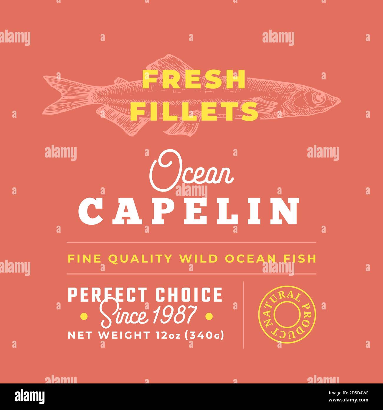 Fresh Fillets Premium Quality Label. Abstract Vector Fish Packaging ...