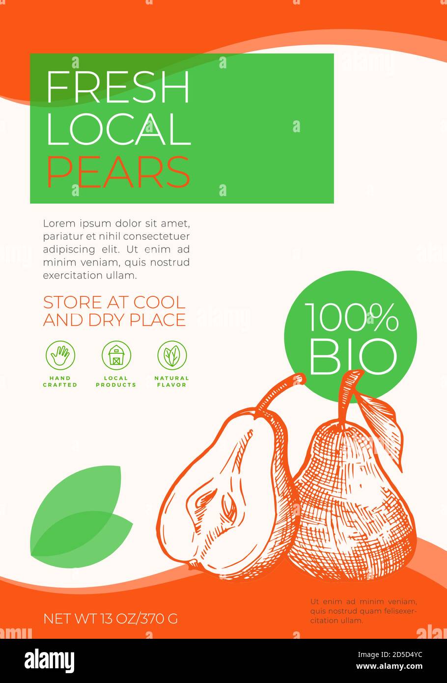 Fresh Local Fruits Label Template. Abstract Vector Packaging Design ...