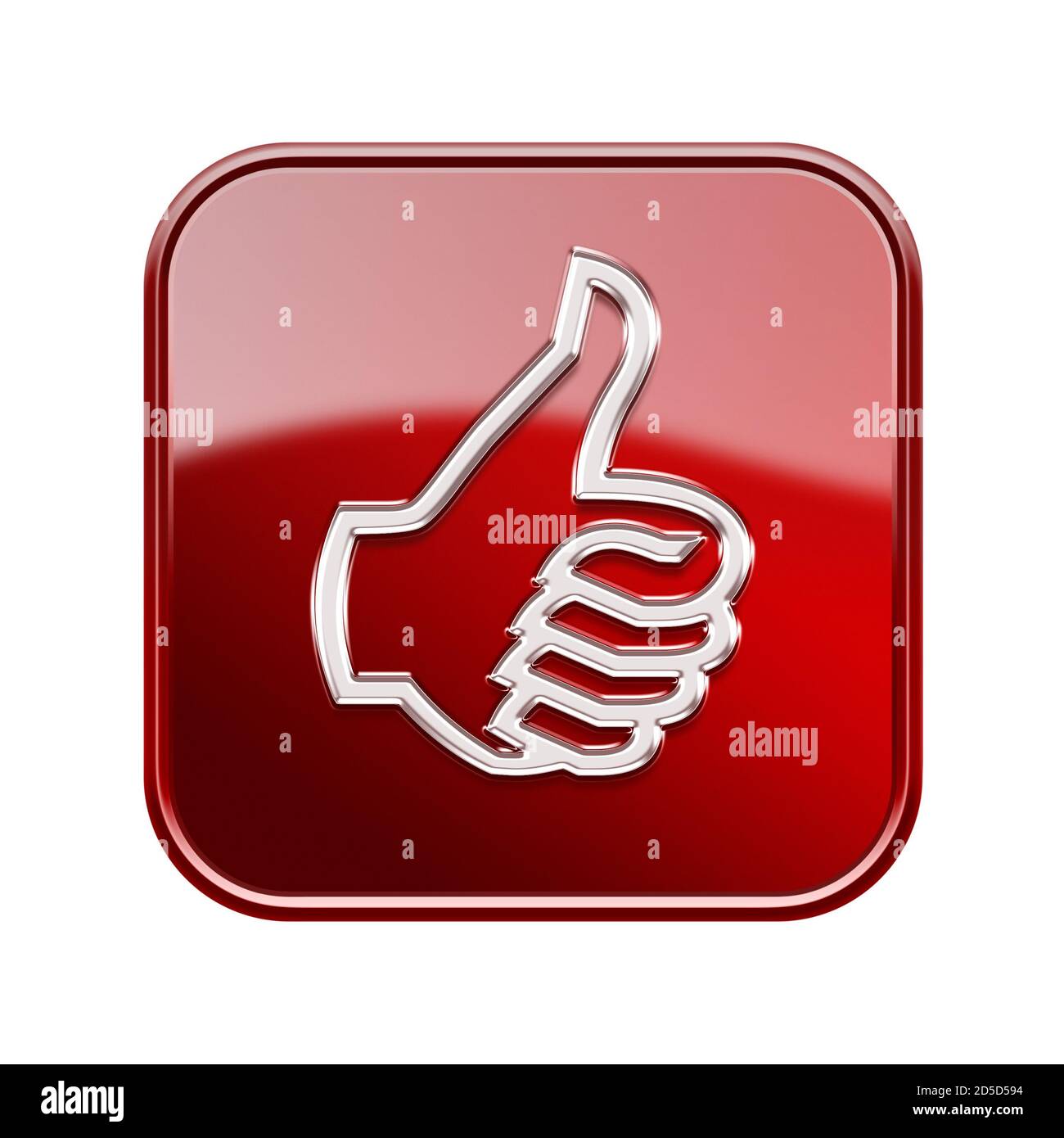 thumb up icon glossy red, isolated on white background Stock Photo - Alamy