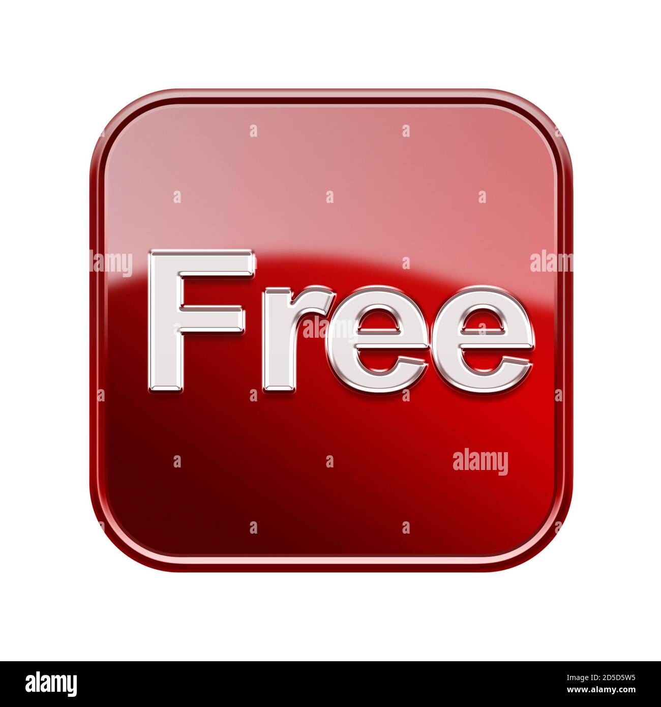 free icon glossy red, isolated on white background Stock Photo - Alamy