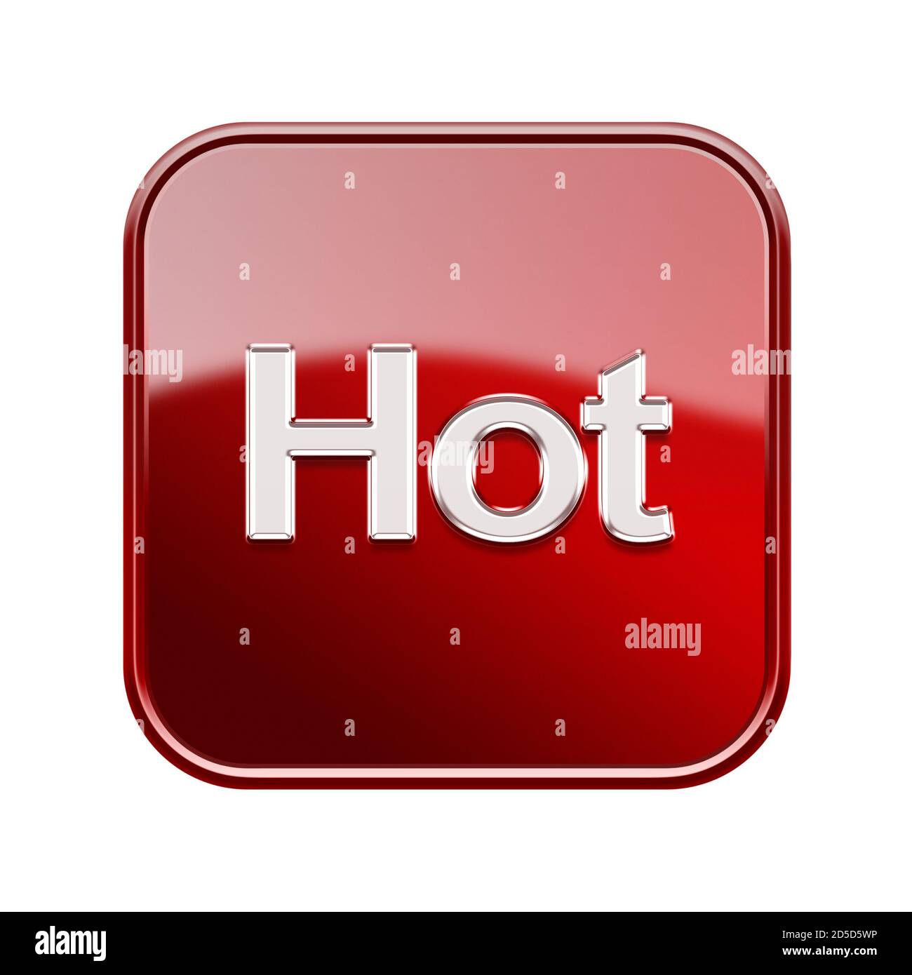 Hot icon glossy red, isolated on white background Stock Photo - Alamy