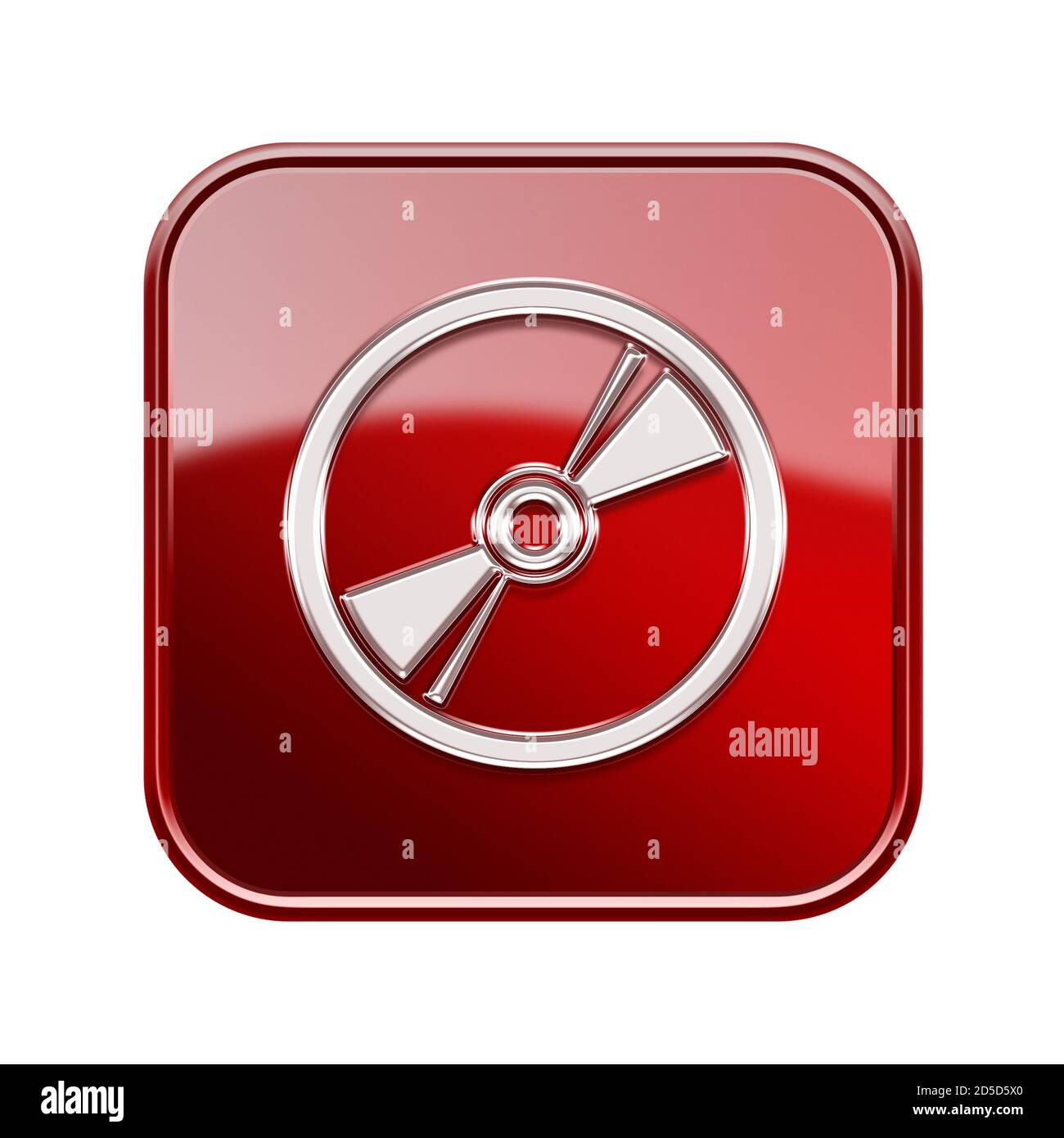 Compact Disc icon glossy red, isolated on white background Stock Photo ...