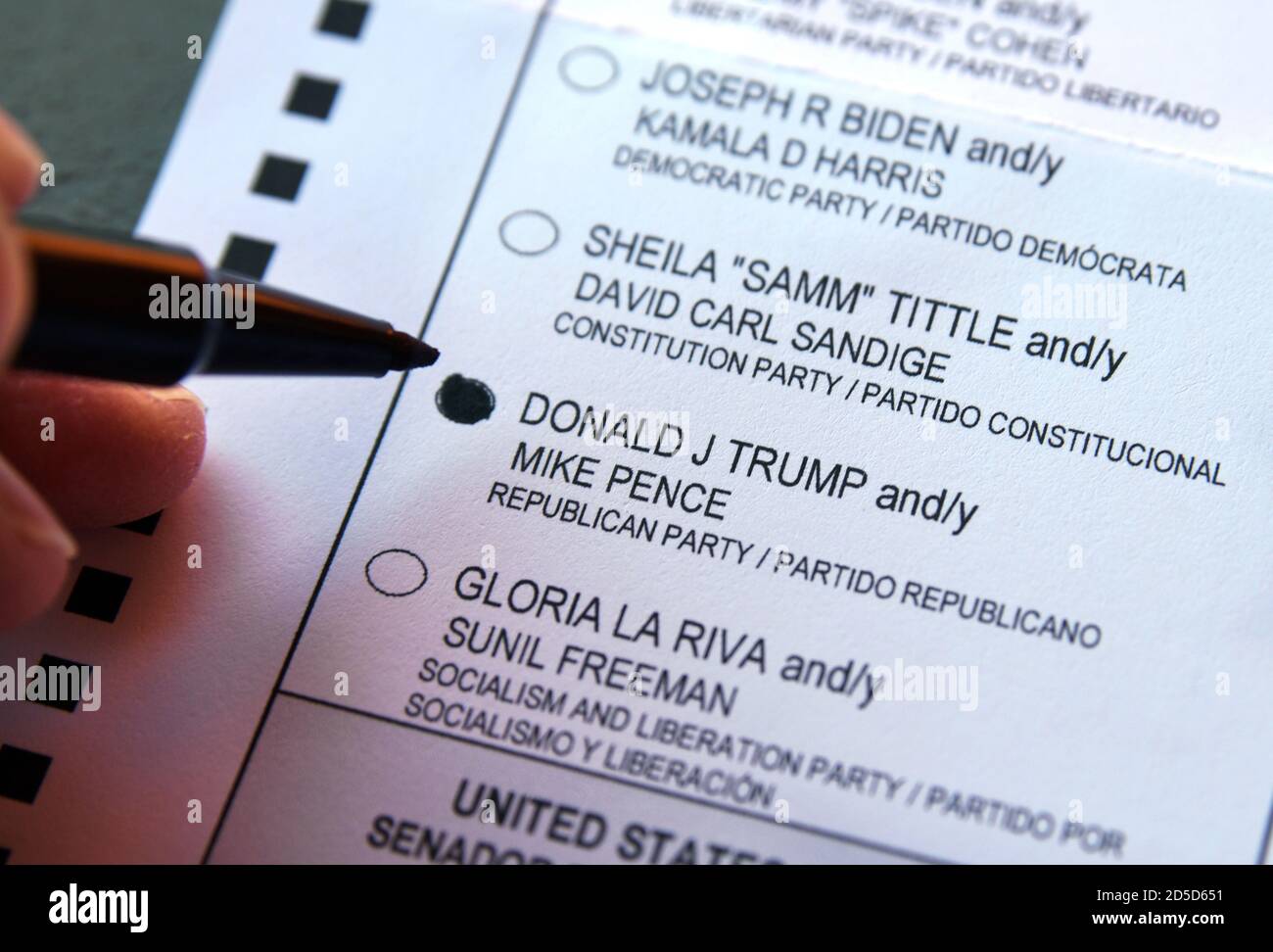 An early voter marks her ballot to vote for the reelection of President ...