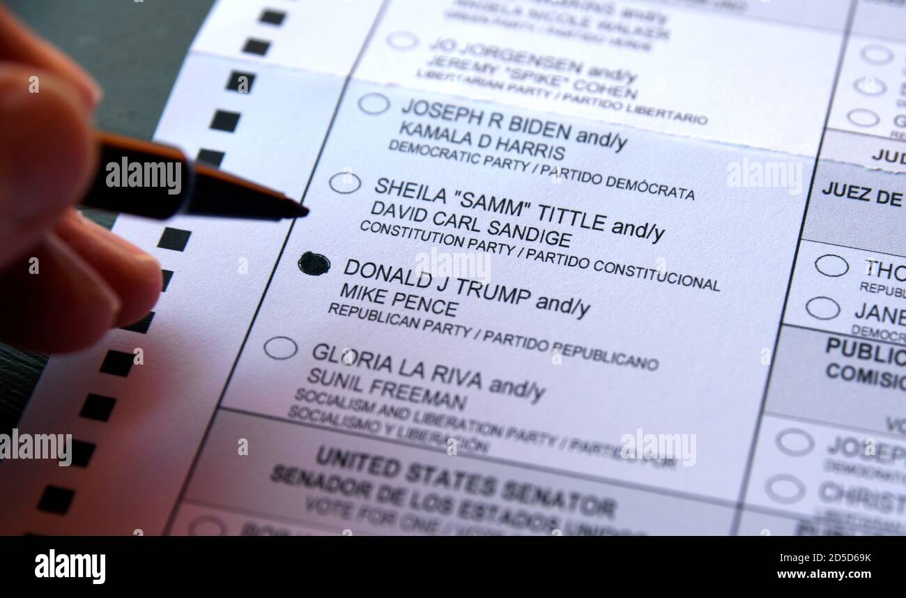 An early voter marks her ballot to vote for the reelection of President ...