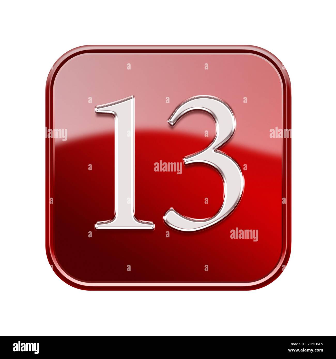 Thirteen icon red glossy, isolated on white background Stock Photo - Alamy