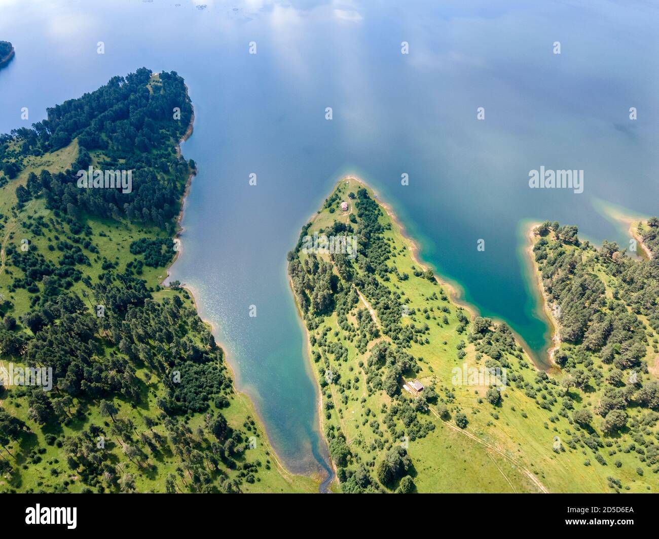 Aerial view of Dospat Reservoir, Smolyan Region, Bulgaria Stock Photo ...