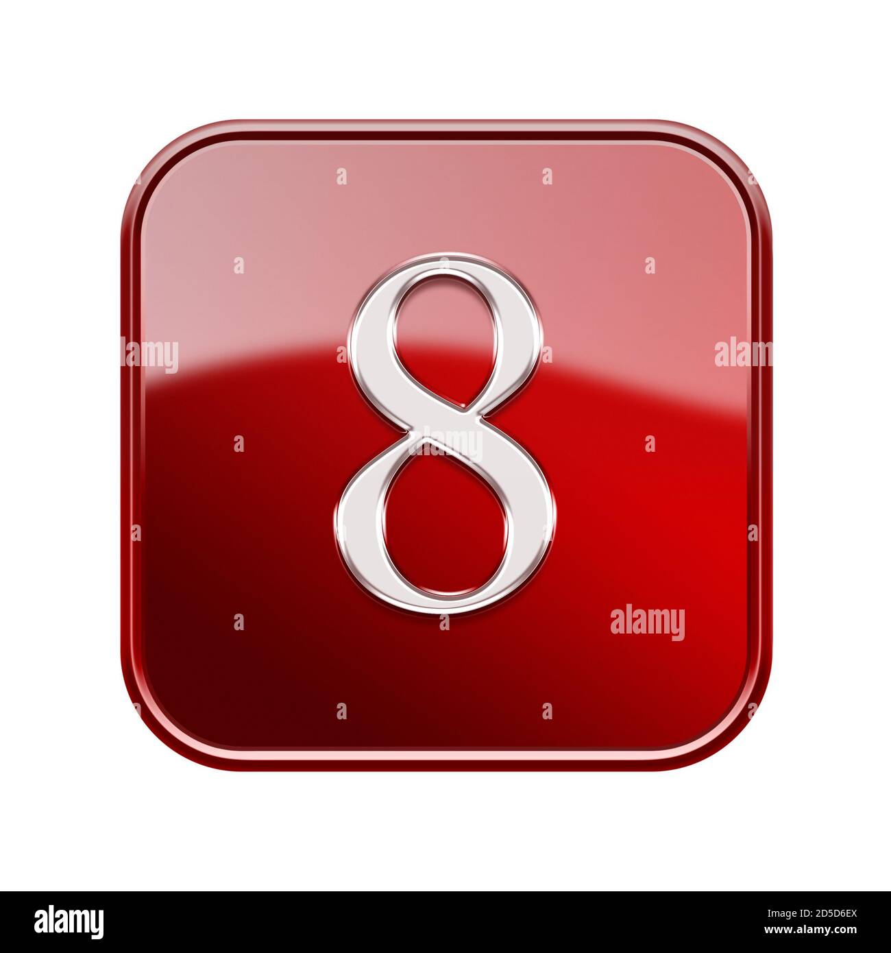 Number eight red glossy, isolated on white background Stock Photo - Alamy