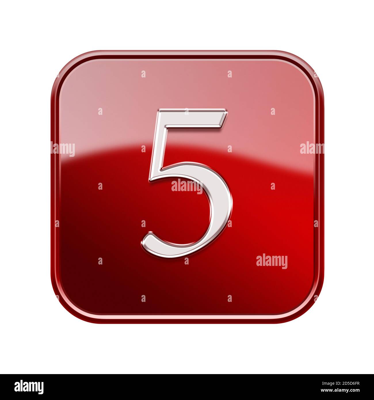 Number five red glossy, isolated on white background Stock Photo - Alamy