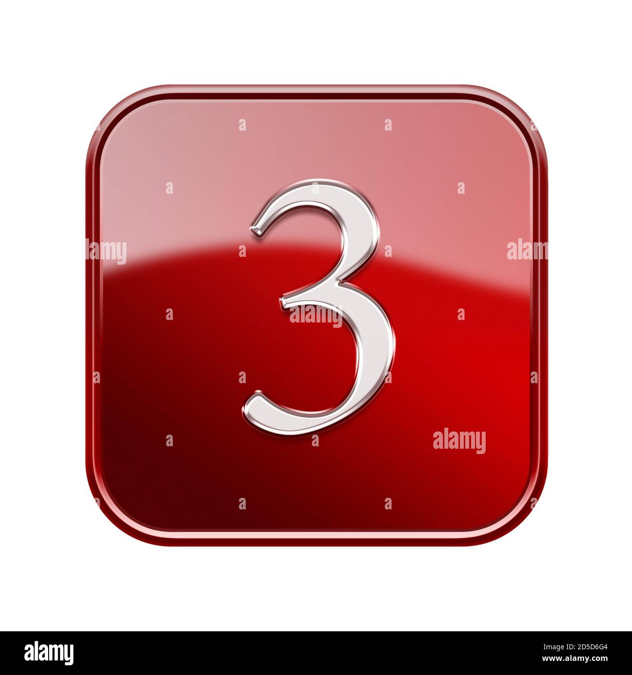 Number three red glossy, isolated on white background Stock Photo - Alamy