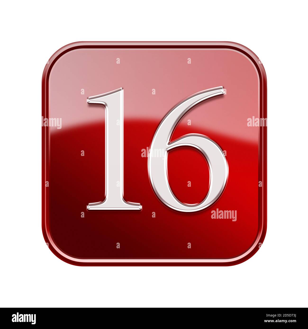 Sixteen icon red glossy, isolated on white background Stock Photo - Alamy