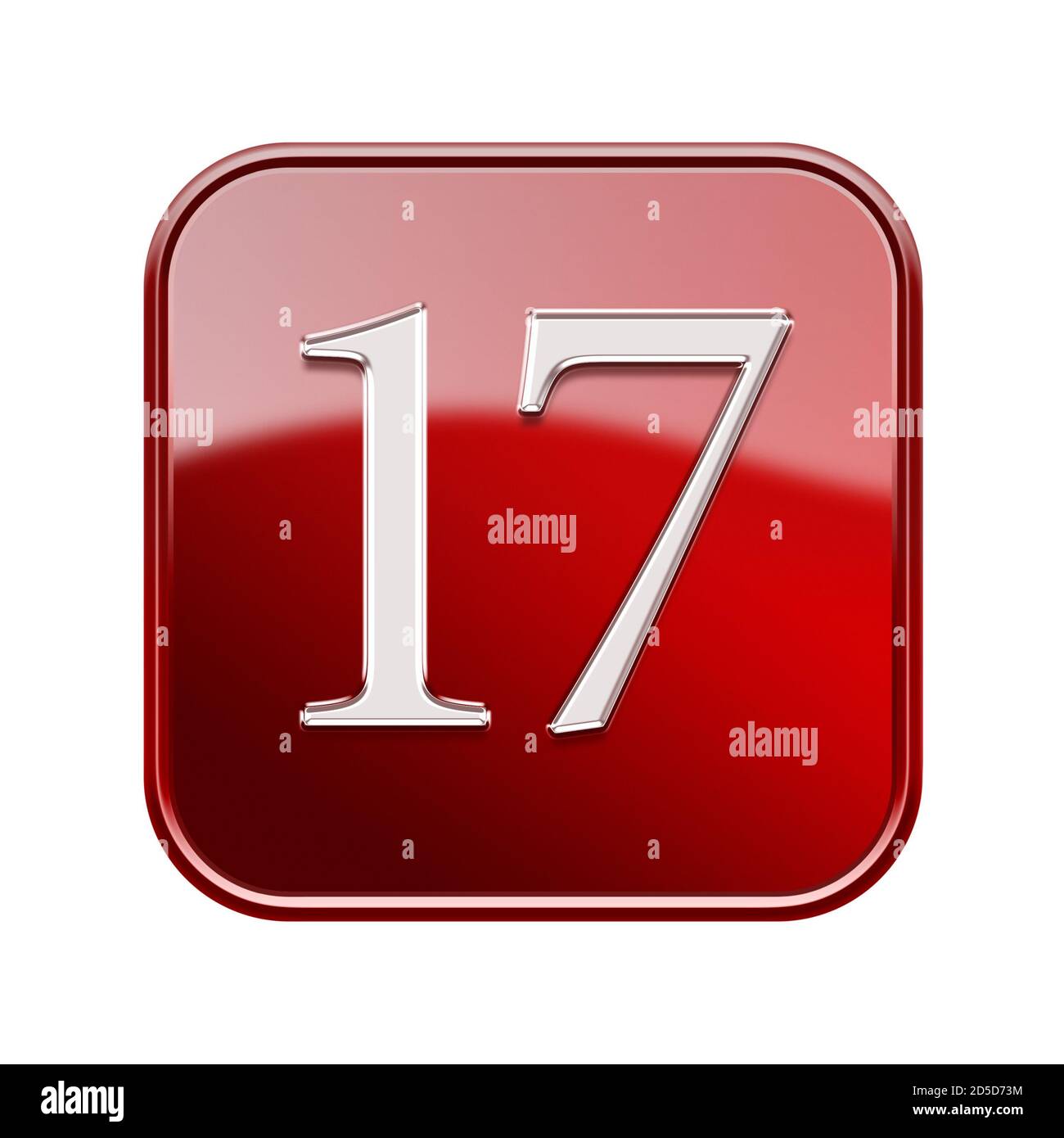 Seventeen icon red glossy, isolated on white background Stock Photo - Alamy