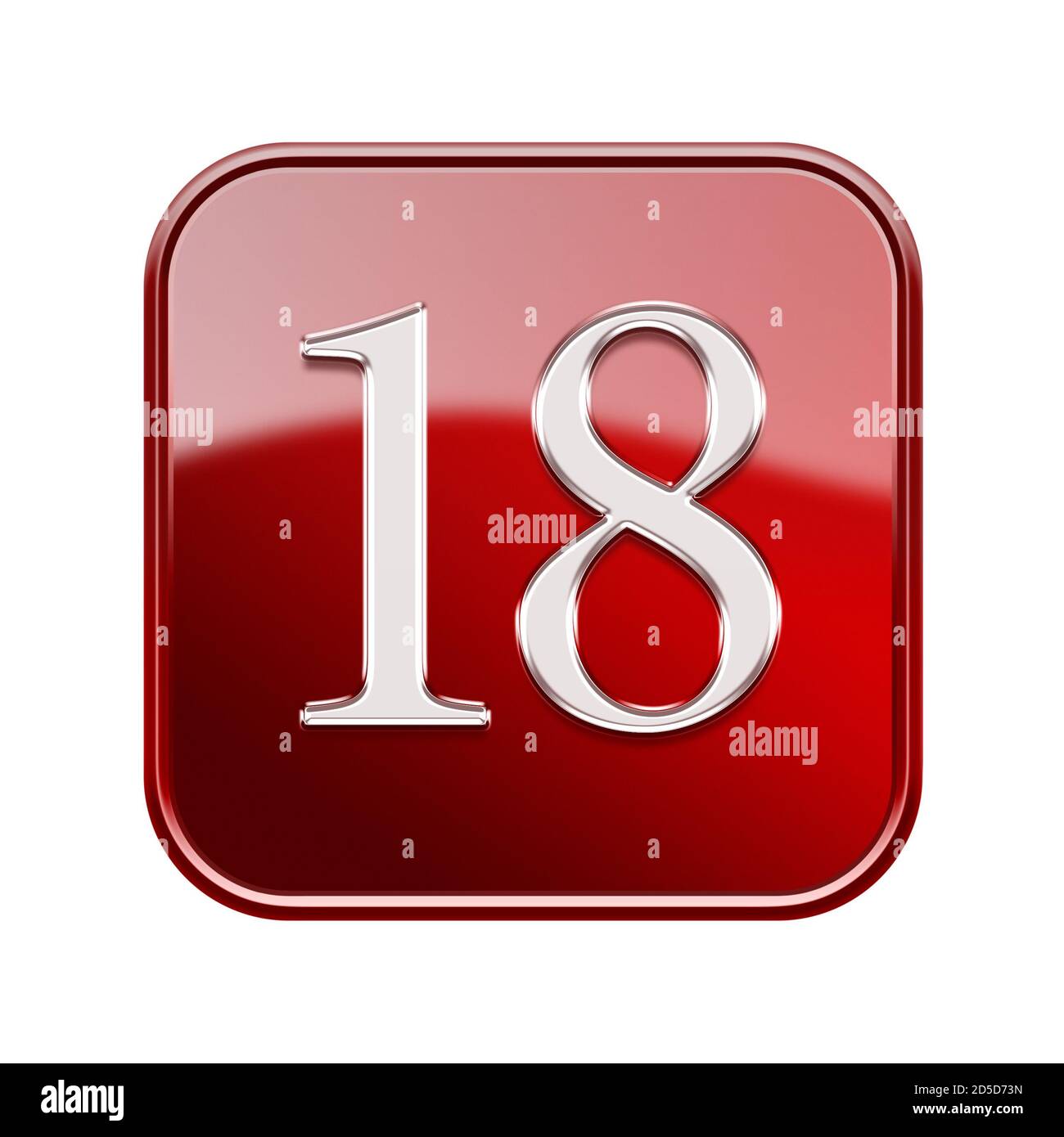 Eighteen icon red glossy, isolated on white background Stock Photo - Alamy