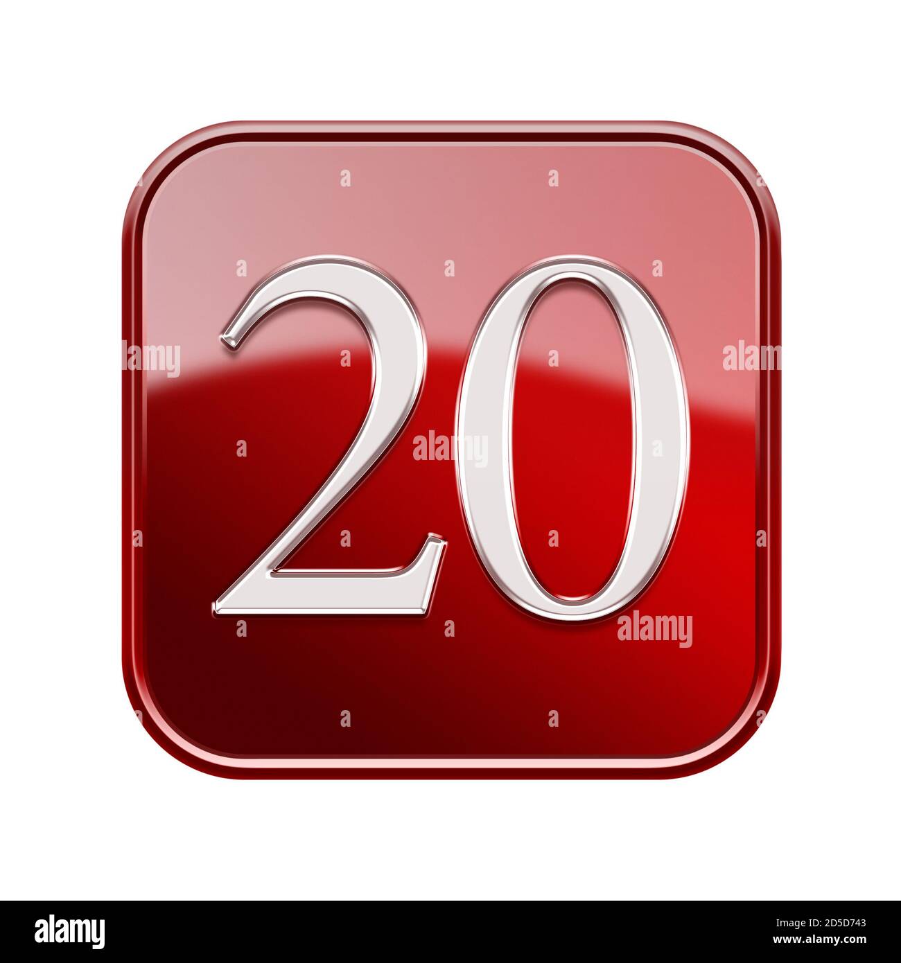 Twenty icon red glossy, isolated on white background Stock Photo - Alamy