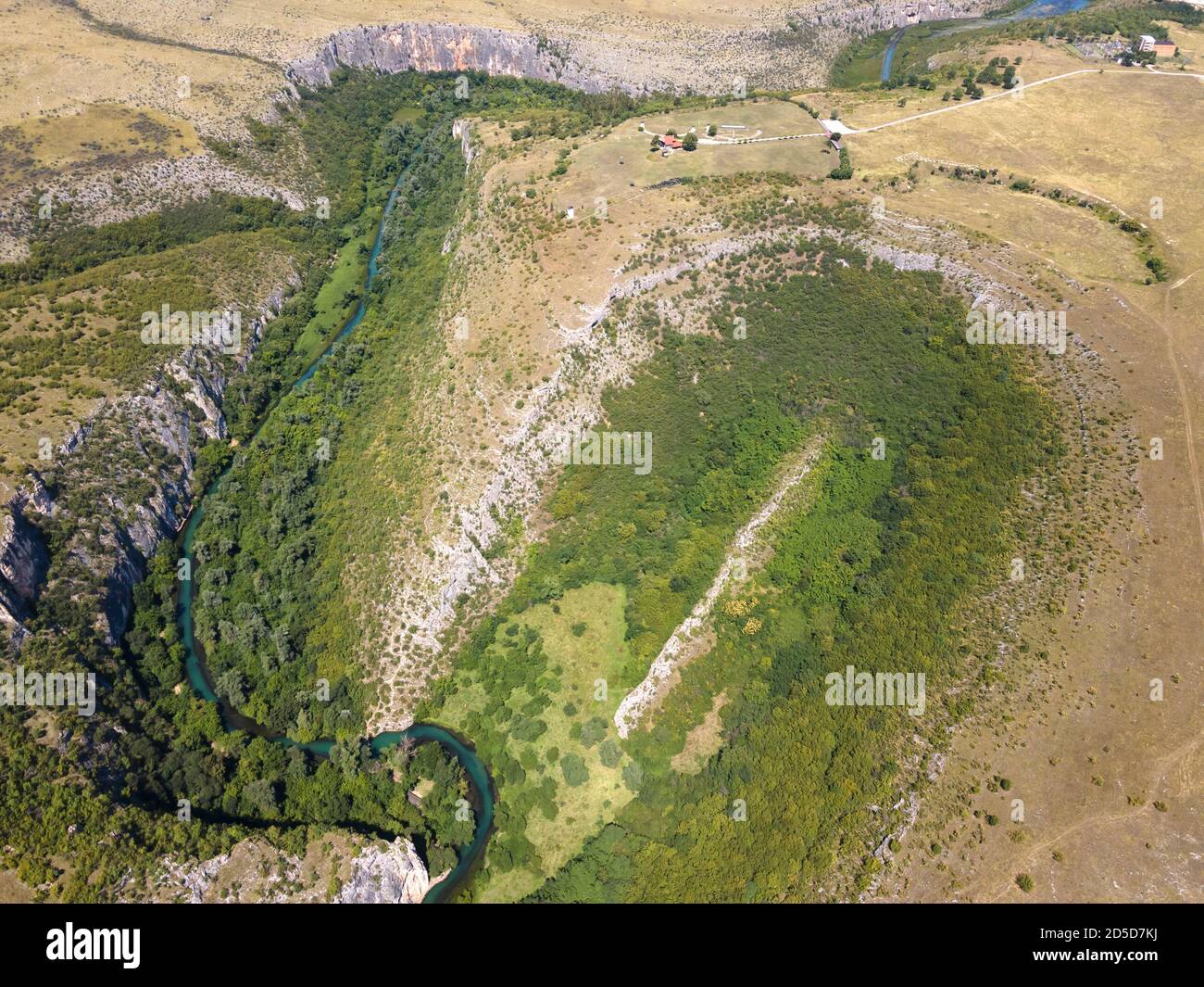 Aerial view of Iskar Panega Geopark along the Gold Panega River ...
