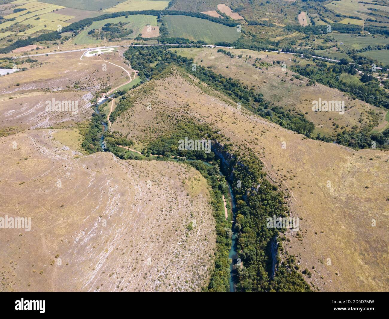 Aerial view of Iskar Panega Geopark along the Gold Panega River ...
