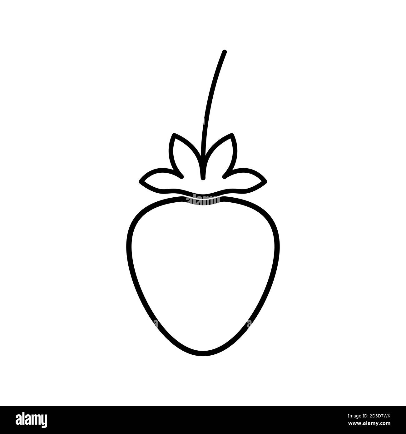 Strawberry vector outline illustration in minimalistic style on white ...