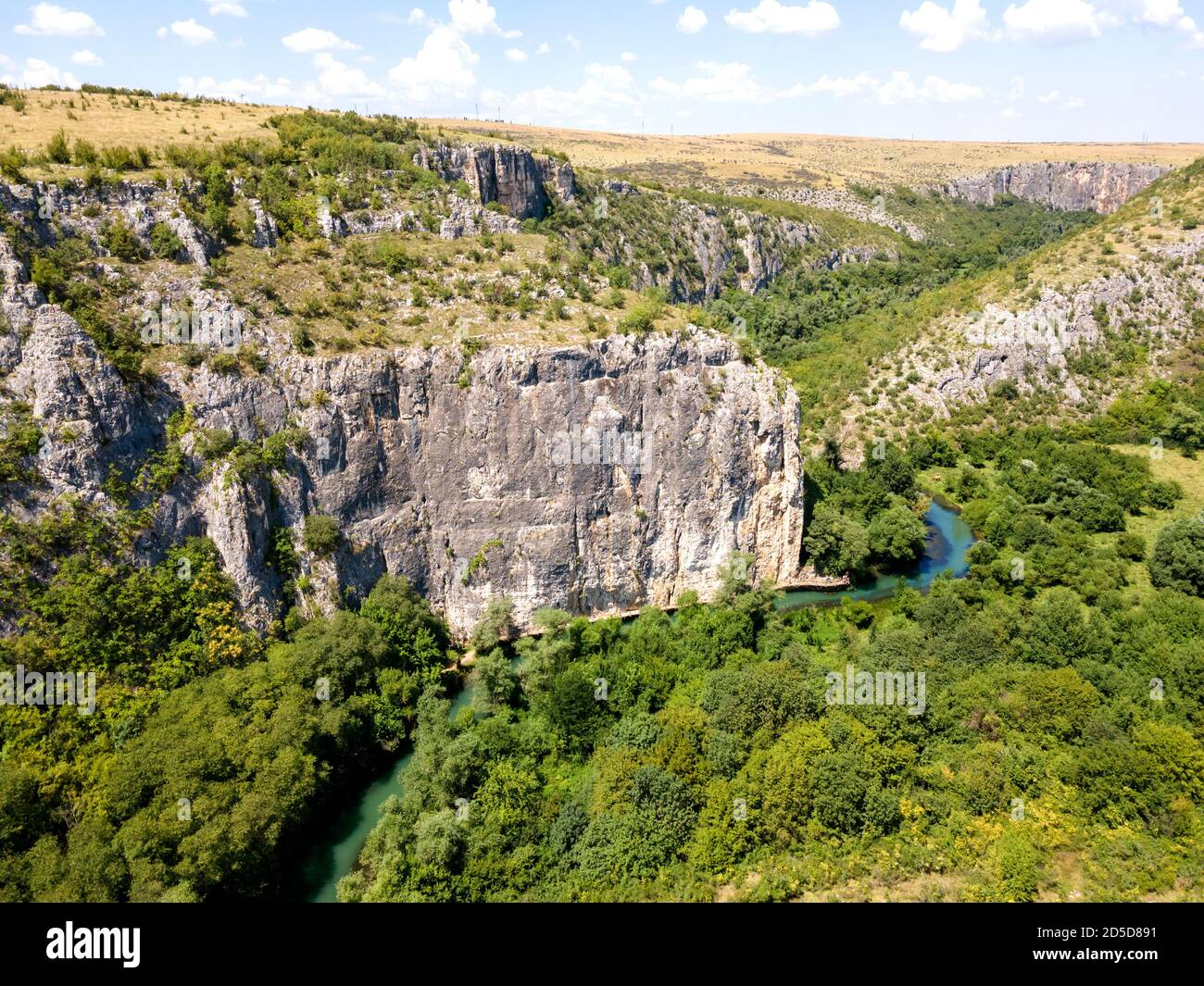 Aerial view of Iskar Panega Geopark along the Gold Panega River ...
