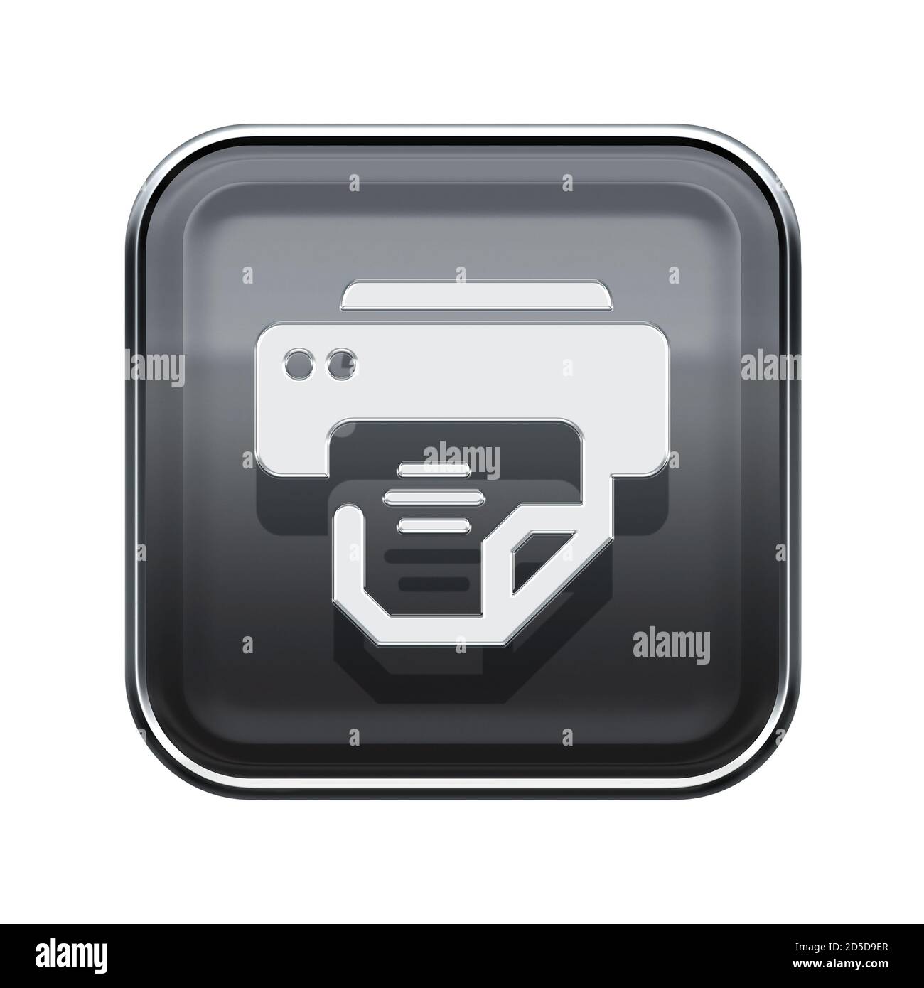 Printer icon glossy grey, isolated on white background Stock Photo - Alamy