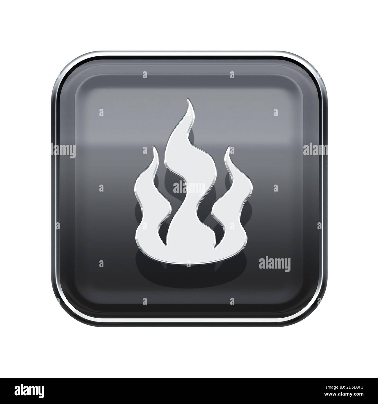 Fire icon glossy grey, isolated on white background Stock Photo - Alamy