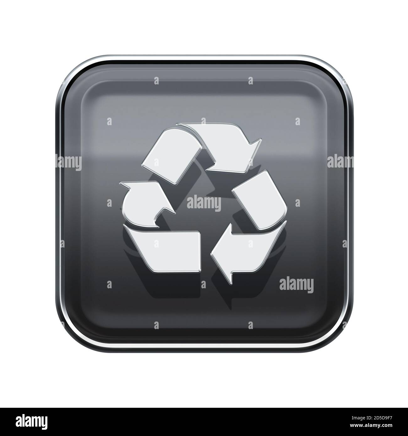 Recycling symbol glossy icon grey, isolated on white background Stock ...