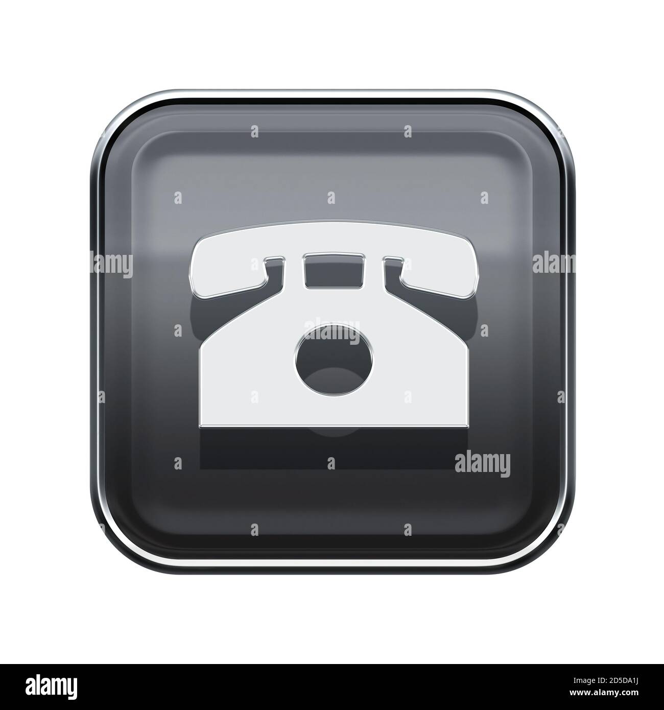 Phone icon glossy grey, isolated on white background Stock Photo - Alamy