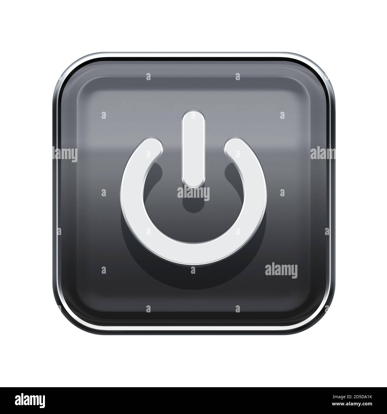 Power button icon glossy grey, isolated on white background Stock Photo ...
