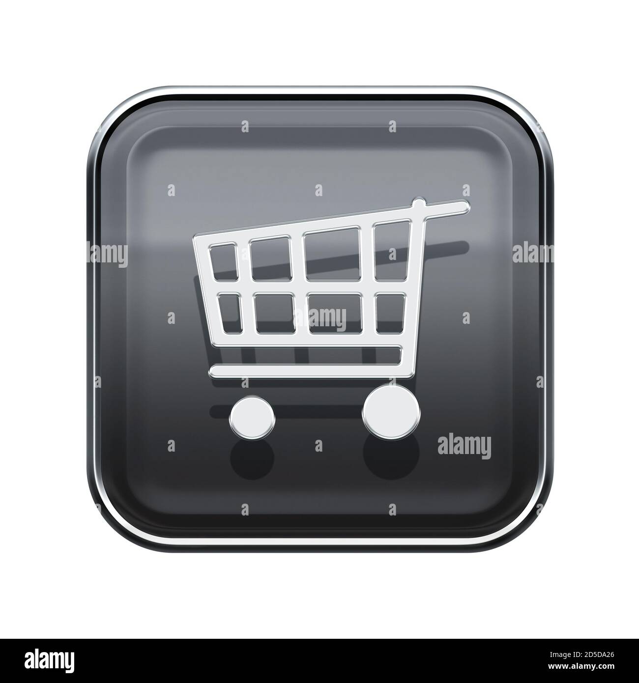 shopping cart icon glossy grey, isolated on white background Stock ...