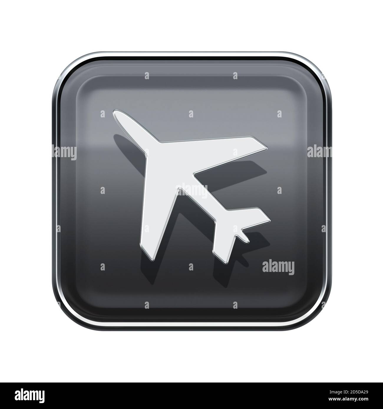 Airplane icon glossy grey, isolated on white background Stock Photo - Alamy