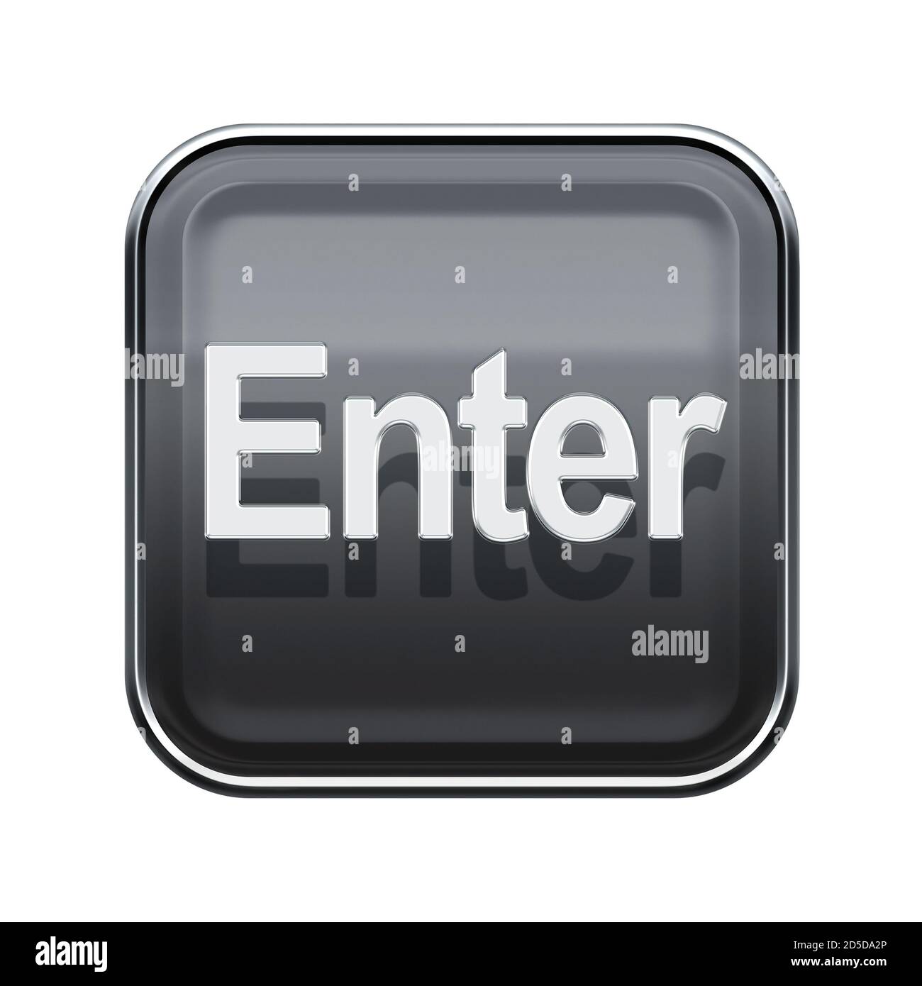 Enter icon glossy grey, isolated on white background Stock Photo - Alamy