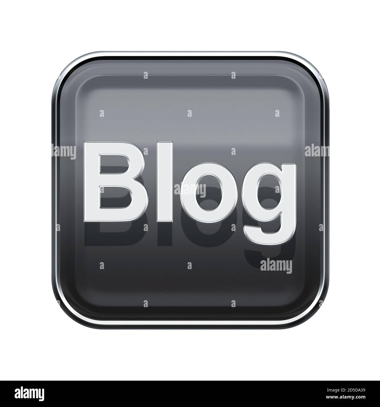 Blog icon glossy grey, isolated on white background Stock Photo - Alamy