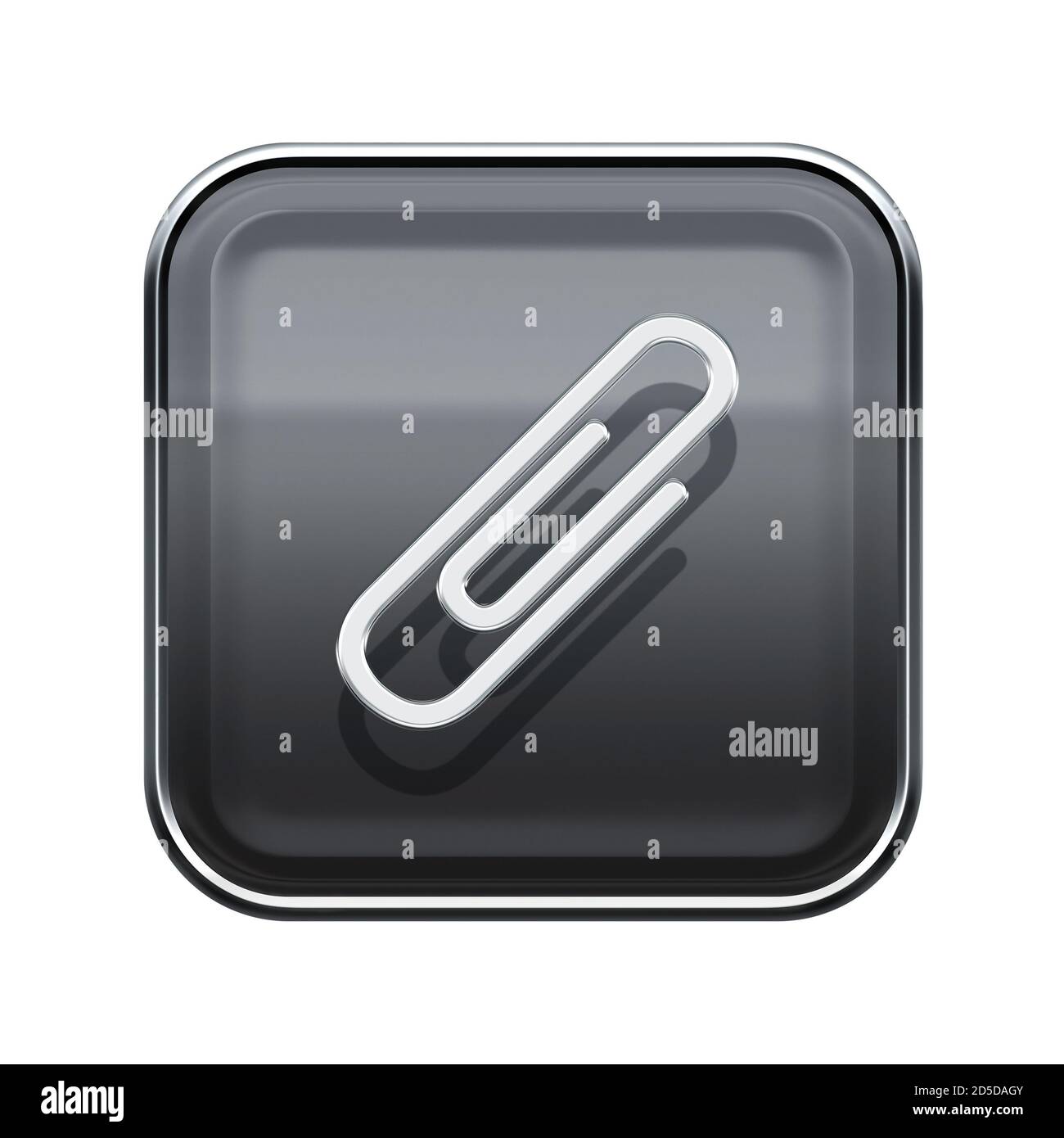 Paper clip icon glossy grey, isolated on white background Stock Photo ...