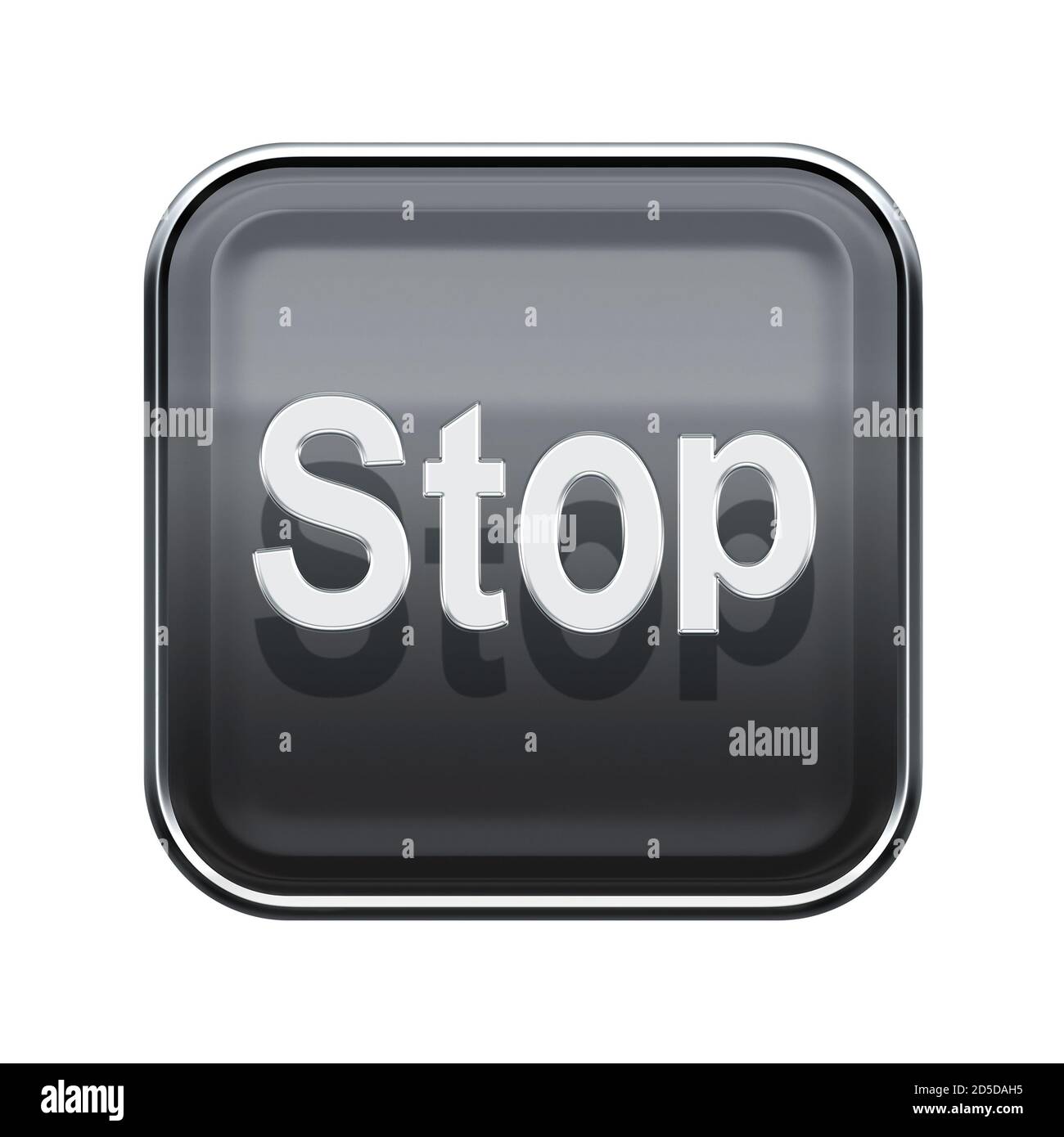 Stop icon glossy grey, isolated on white background Stock Photo - Alamy