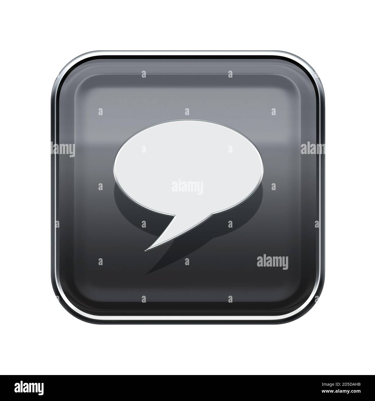 Chat icon glossy grey, isolated on white background Stock Photo - Alamy