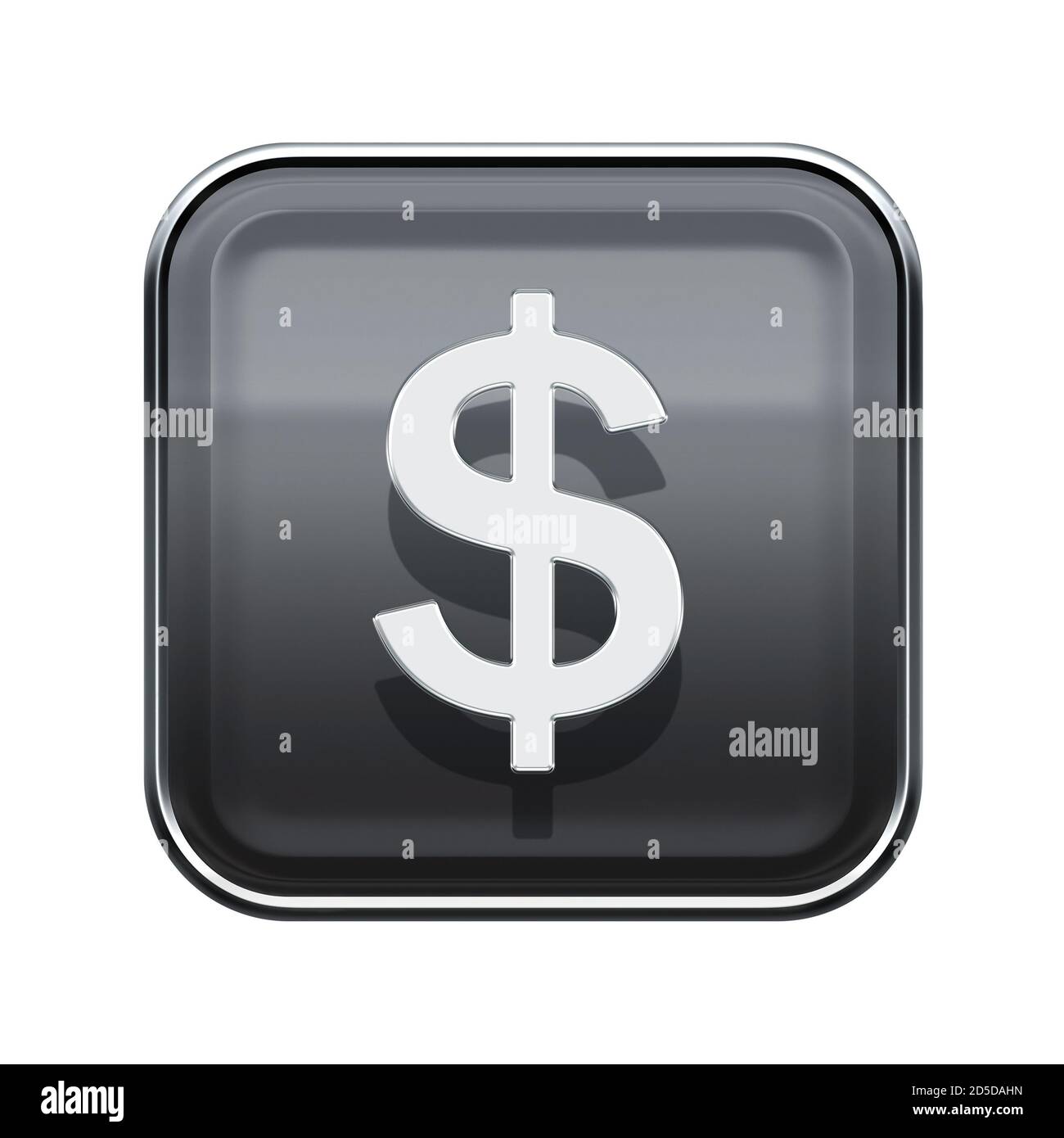 Dollar icon glossy grey, isolated on white background Stock Photo - Alamy