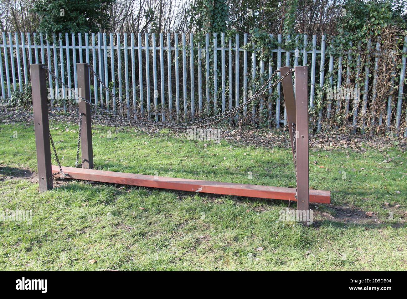 A Wooden Balance Beam in an Outdoor Play Area Stock Photo - Alamy