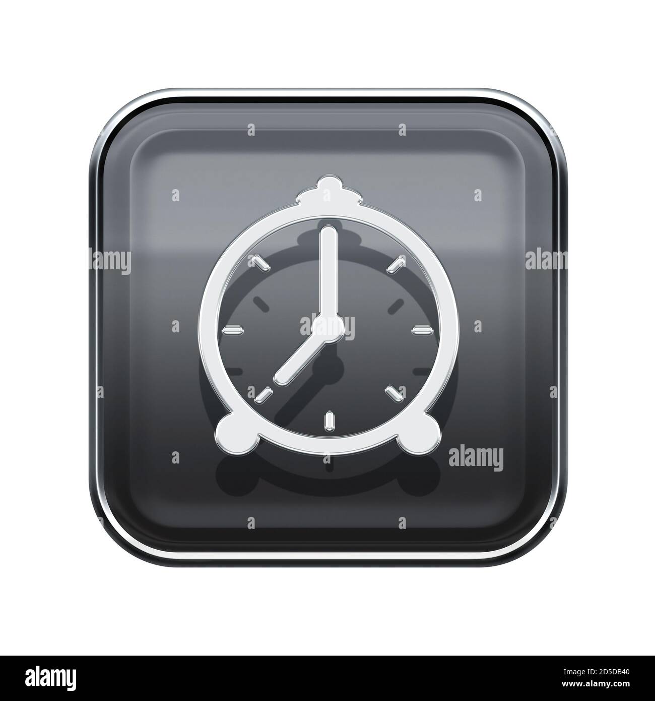 alarm clock icon glossy grey, isolated on white background Stock Photo ...