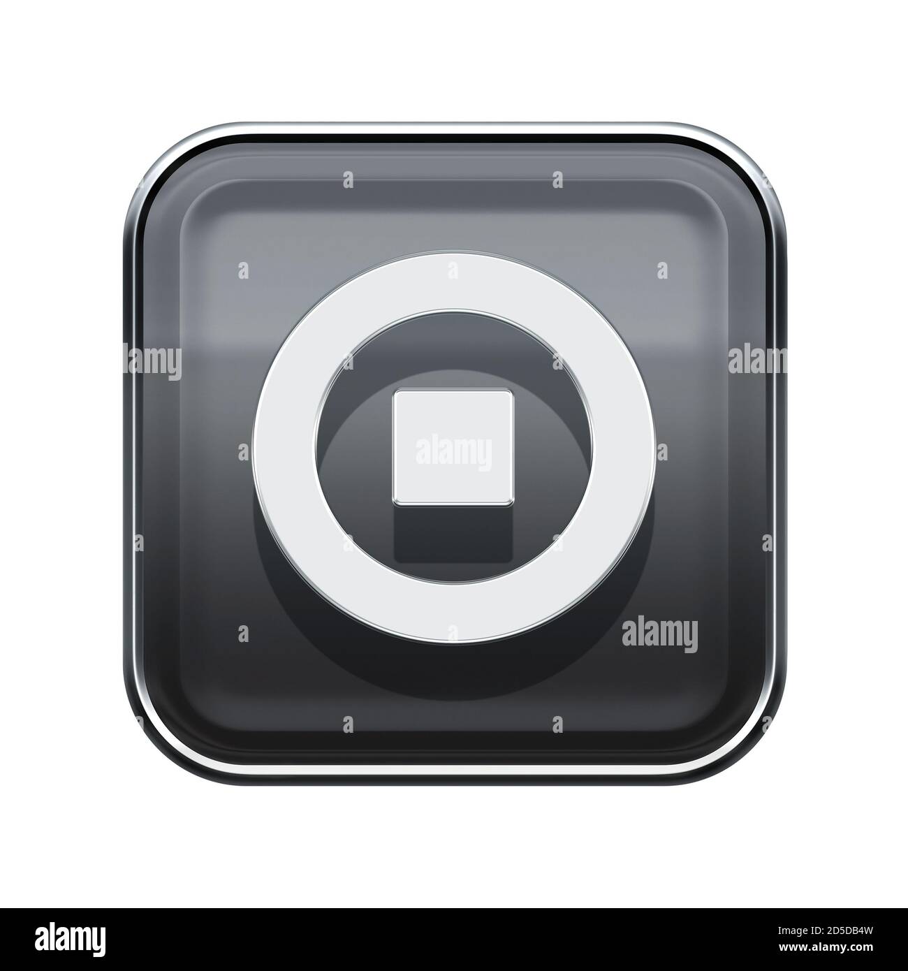 Stop icon glossy grey, isolated on white background Stock Photo - Alamy